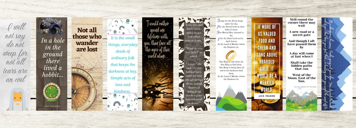 Digital Printable Bookmarks - Lord of the Rings & the Hobbit Quotes ...