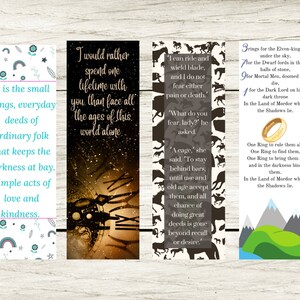 Digital Printable Bookmarks - Lord of the Rings & the Hobbit Quotes ...