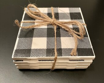 Buffalo Plaid Coasters - Etsy