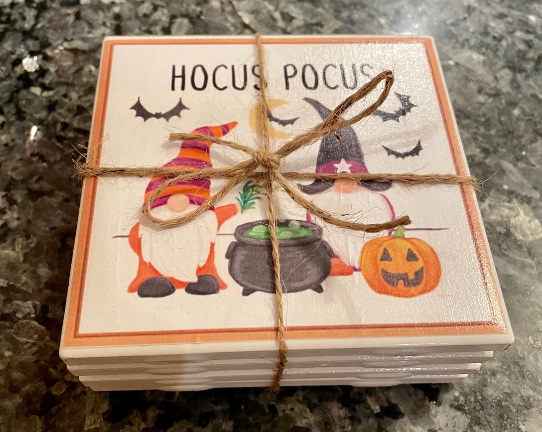 Halloween Hocus Pocus Gnome Coasters Set of Four - Etsy