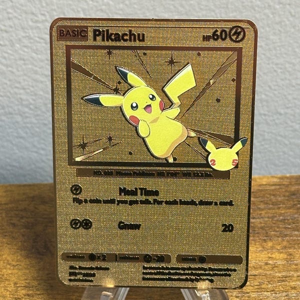 Gold Pikachu Card - Etsy