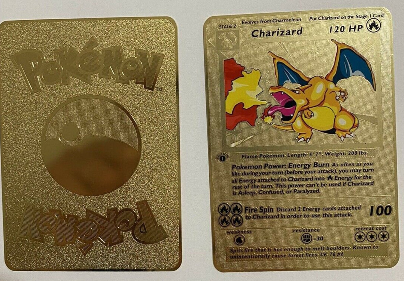 Pokemon Custom Metal Gold Charizard - Etsy