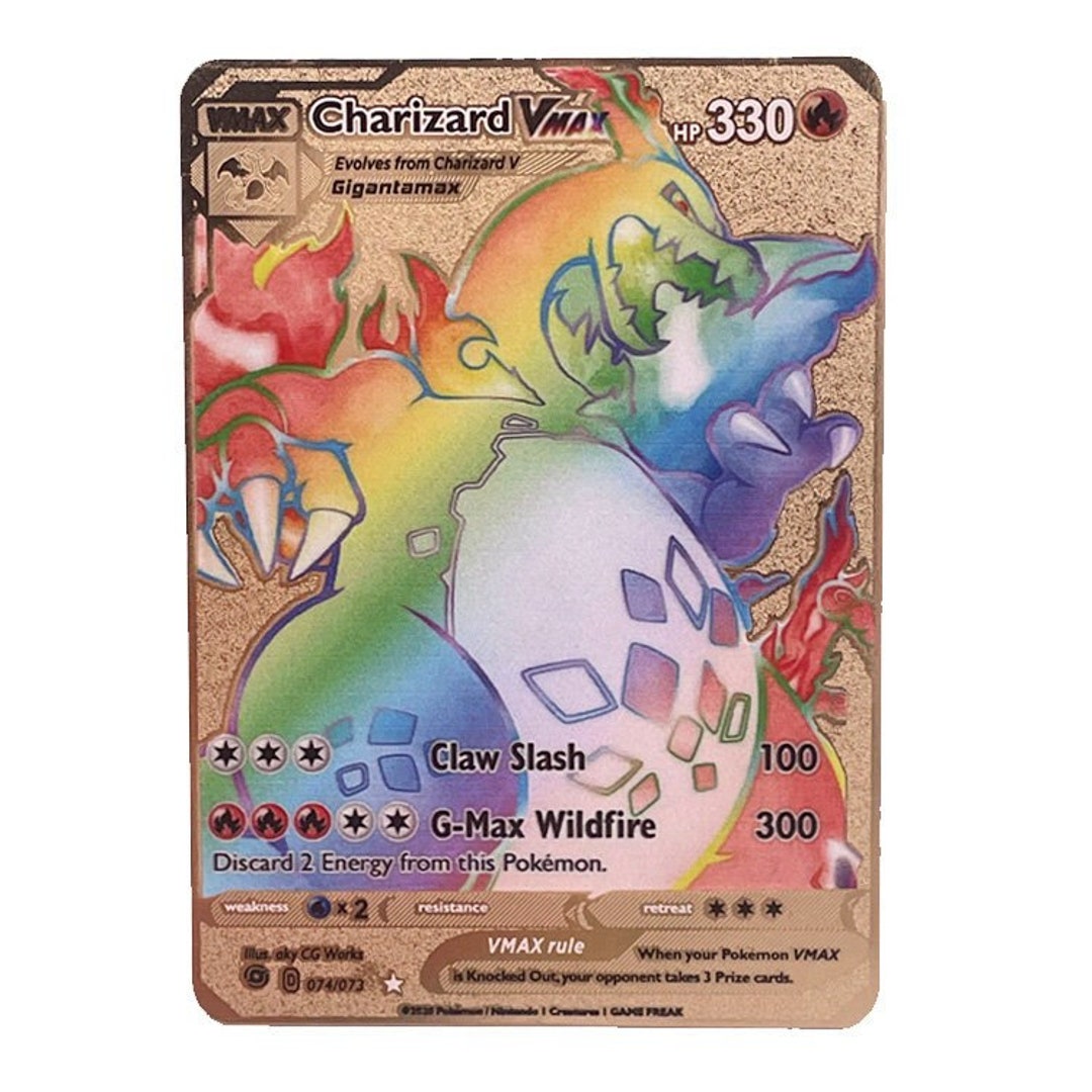 Pokemon Custom Metal Gold Rainbow Charizard Vmax Card - Etsy