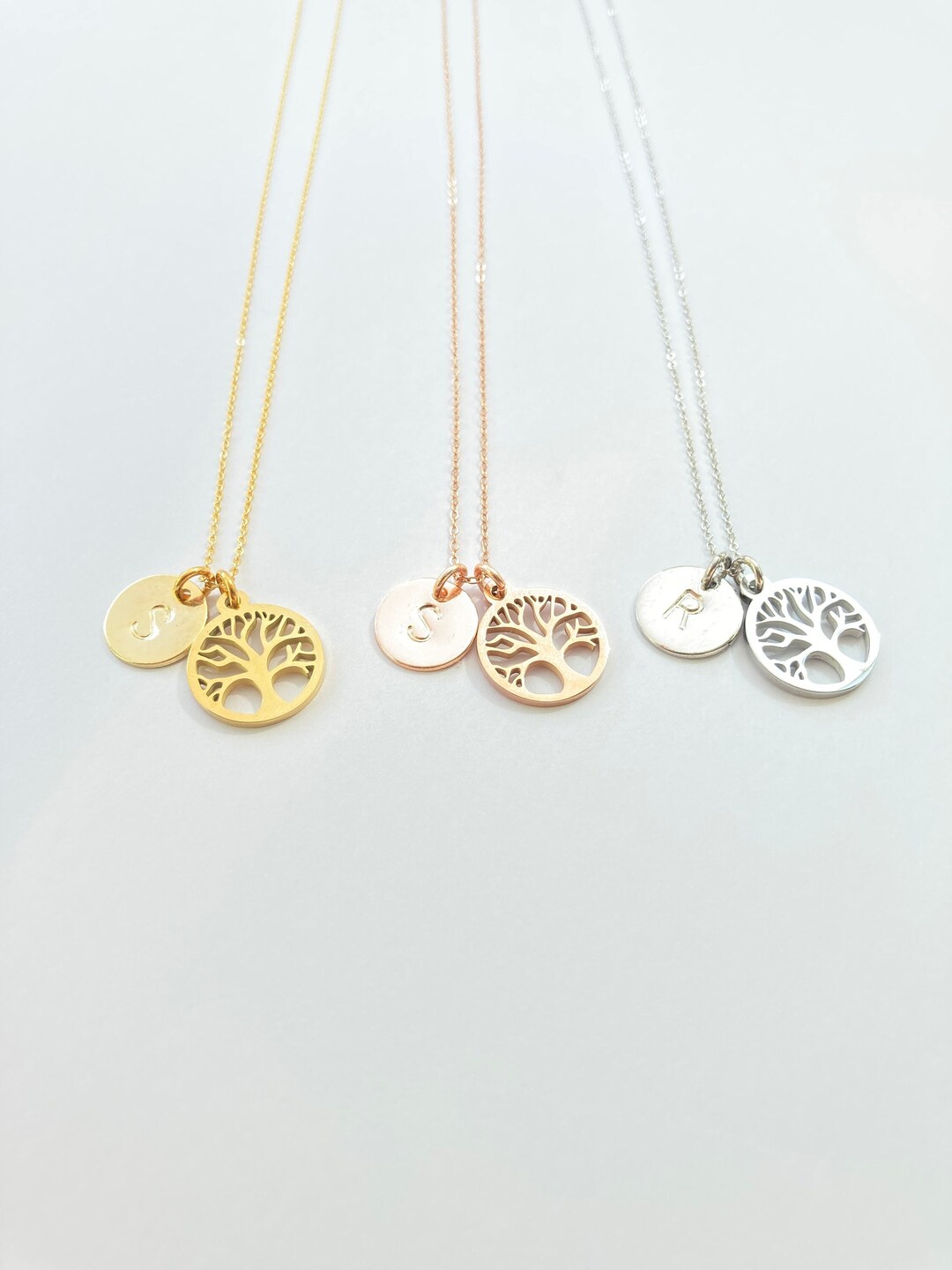 Personalized Family Tree Necklace: Initial Charm, Gift for Mom - Etsy