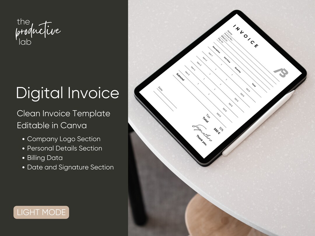 Invoice Template, Digital Invoice, Aesthetic Invoice, Receipt Template ...