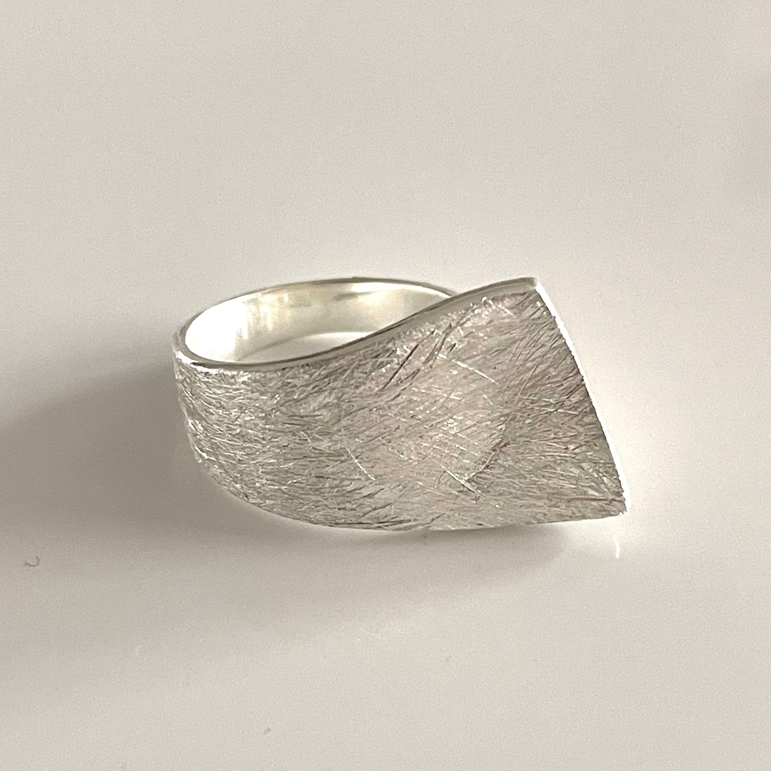 Matte Ring 925 Silver Statement Ring Solid Ring Minimalist Wide Silver ...