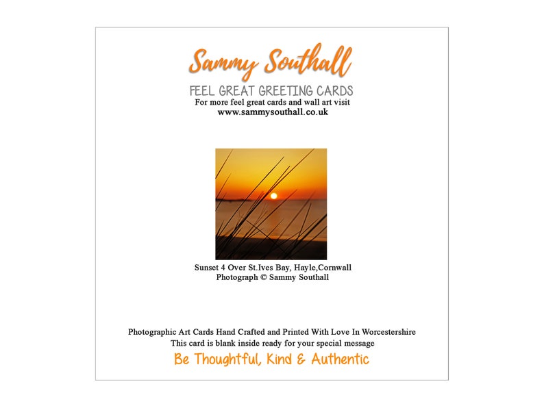 Sunset on Hayle Beach Greeting Card, Sunset Birthday Card, Cornish ...