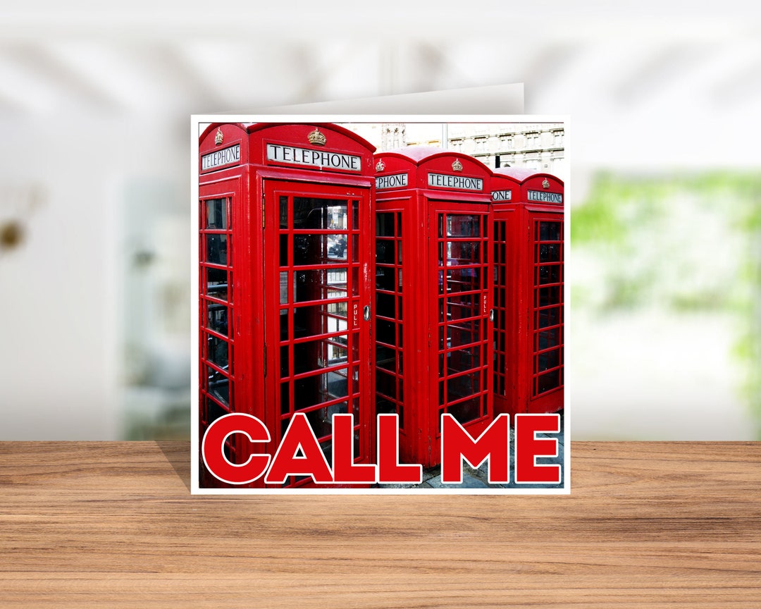 CALL ME Card, London Phone Boxes Card, London Calling Card, Red Phone ...