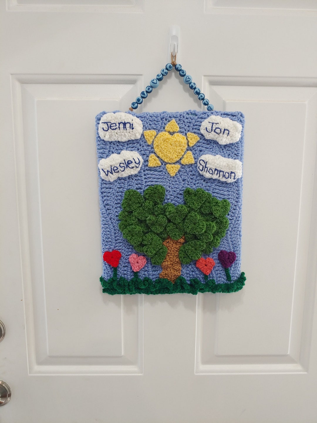 Personalized Crocheted Family Tree Wall Hanging, Handmade Home Decor - Etsy