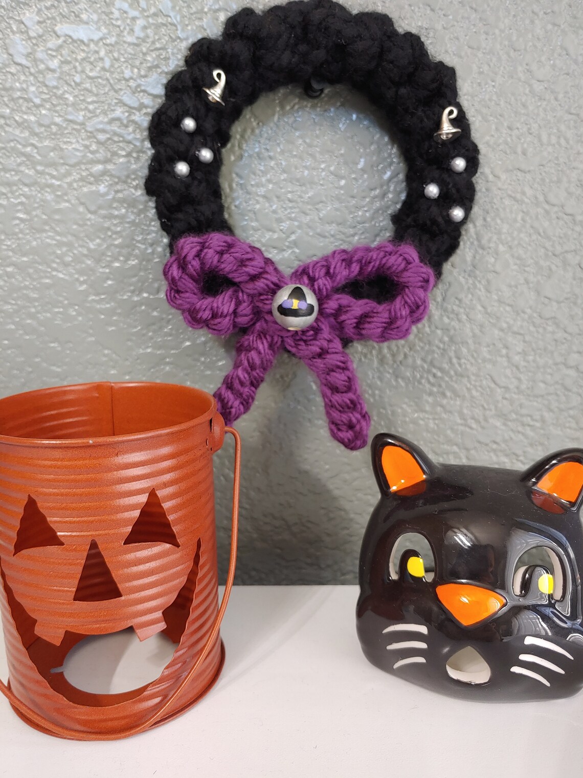 Halloween Wreath, Crochet, Witch Hat, Cute Halloween, FOTH, Wall Decor ...