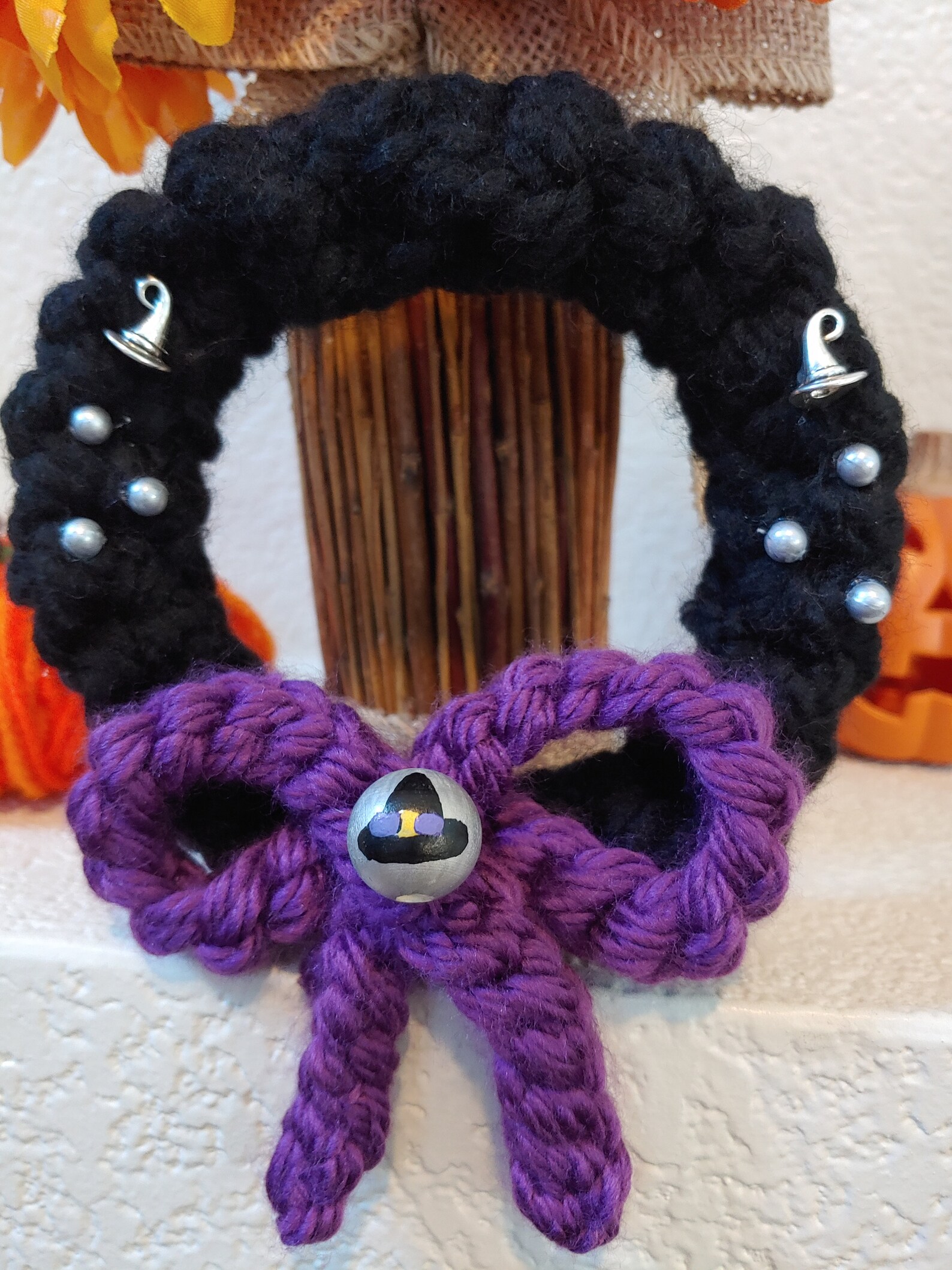 Halloween Wreath, Crochet, Witch Hat, Cute Halloween, FOTH, Wall Decor ...