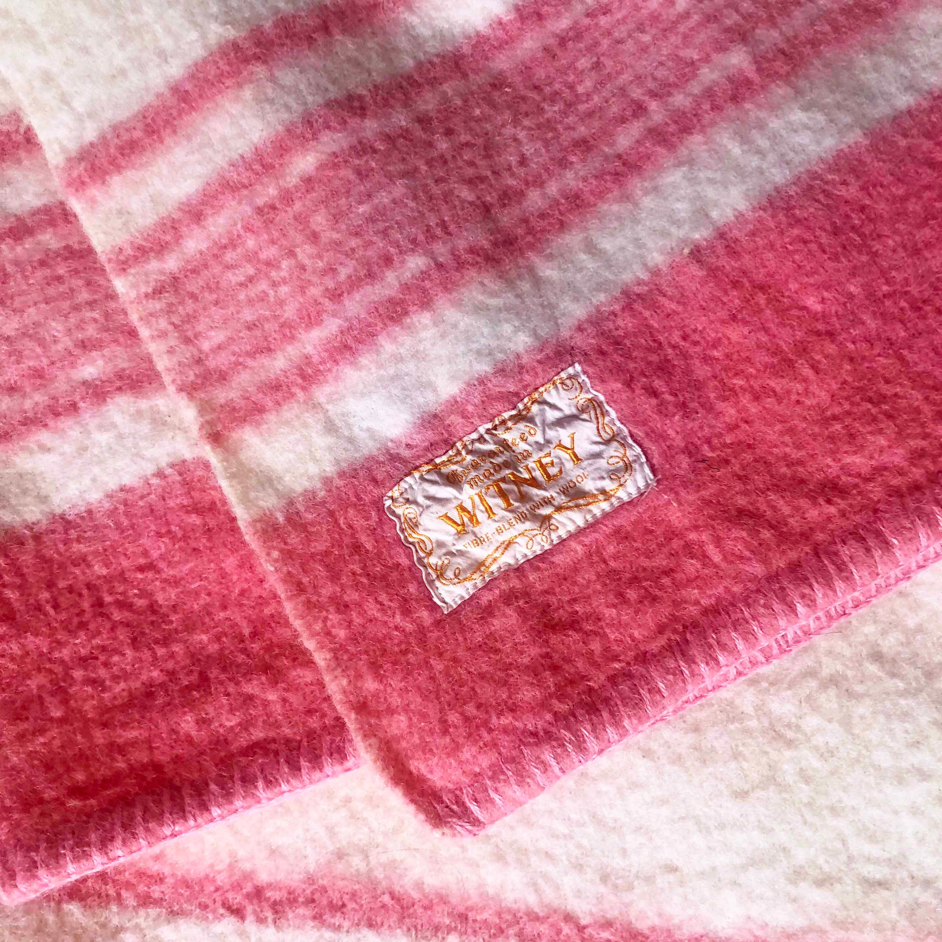 Vintage Cream and Pink Pure Wool Witney Blanket - Etsy