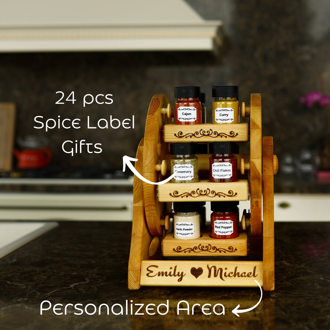 Spice Rack Wall, Spice Rack With Jars, Natural Wood Shelf, Rustic ...