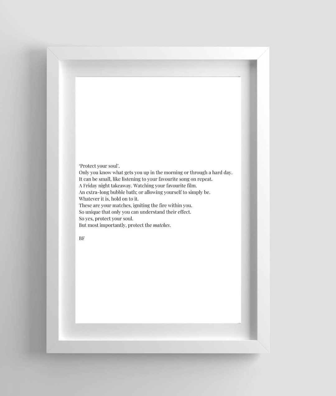 Self Love Poem the Matches B.F Home Framed Poetry Wall Decor Prints ...