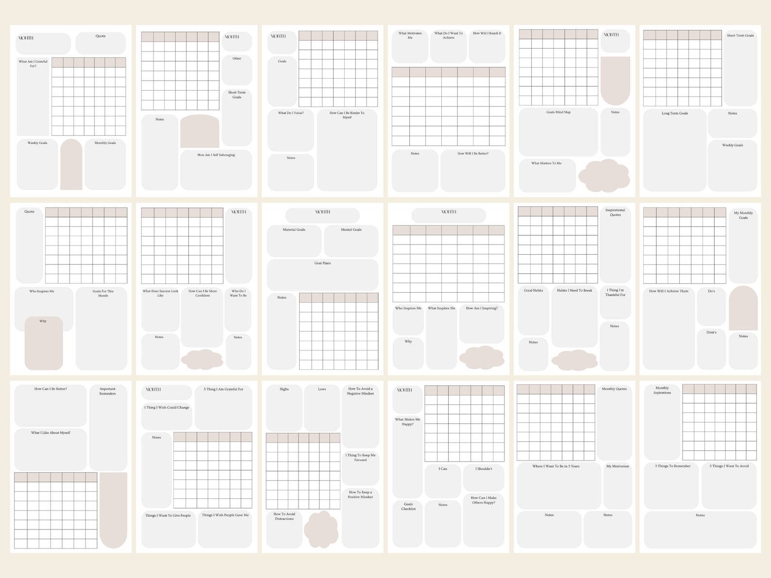 Goal Bundle Templates Goal Setting Worksheets Goal Planner - Etsy