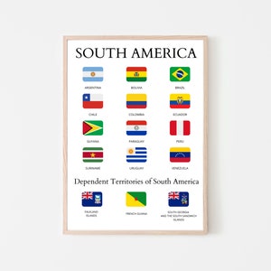 Bundle of Continents Posters, Worlds Continents Bundle, Flags and Names ...