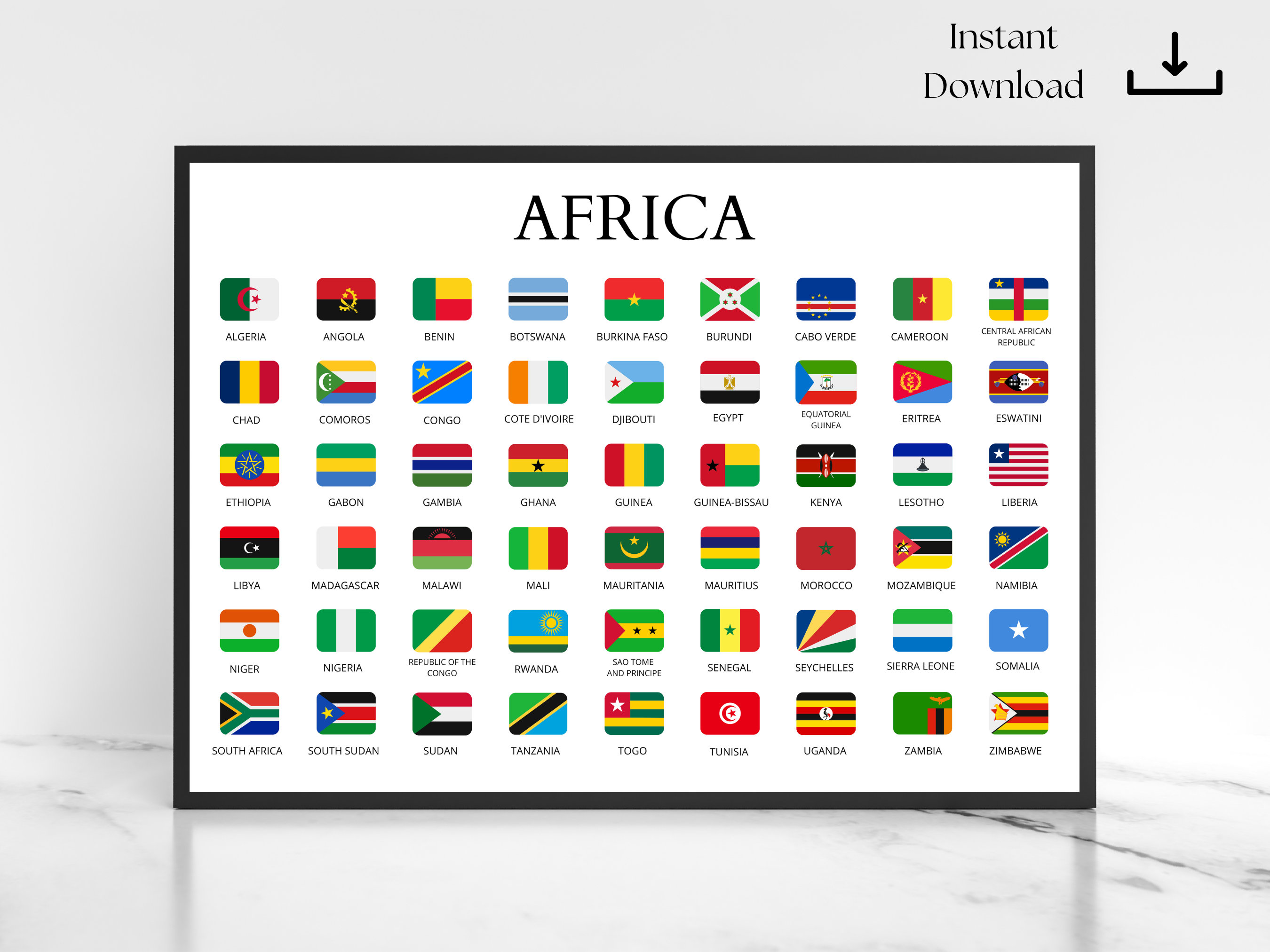 Countries of Africa, African Continent, Flags and Names, Educational ...