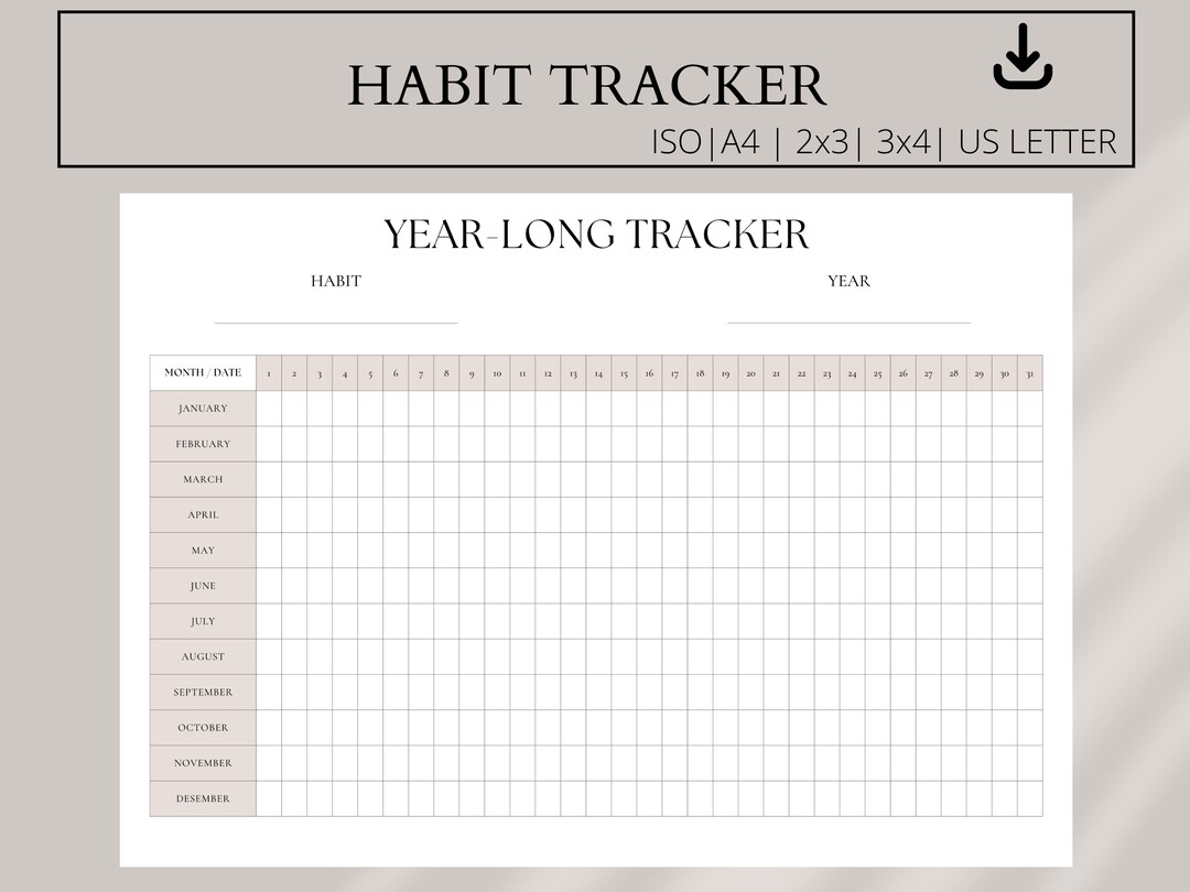 Yearly Habit Trackeryearly Planner Yearly Goal Tracker - Etsy