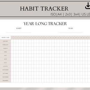 Yearly Habit Trackeryearly Planner Yearly Goal Tracker - Etsy