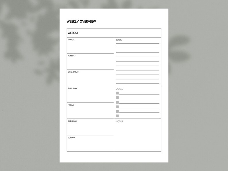 Weekly Overview Printable, Weekly Planner Pages, Weekly Templates ...