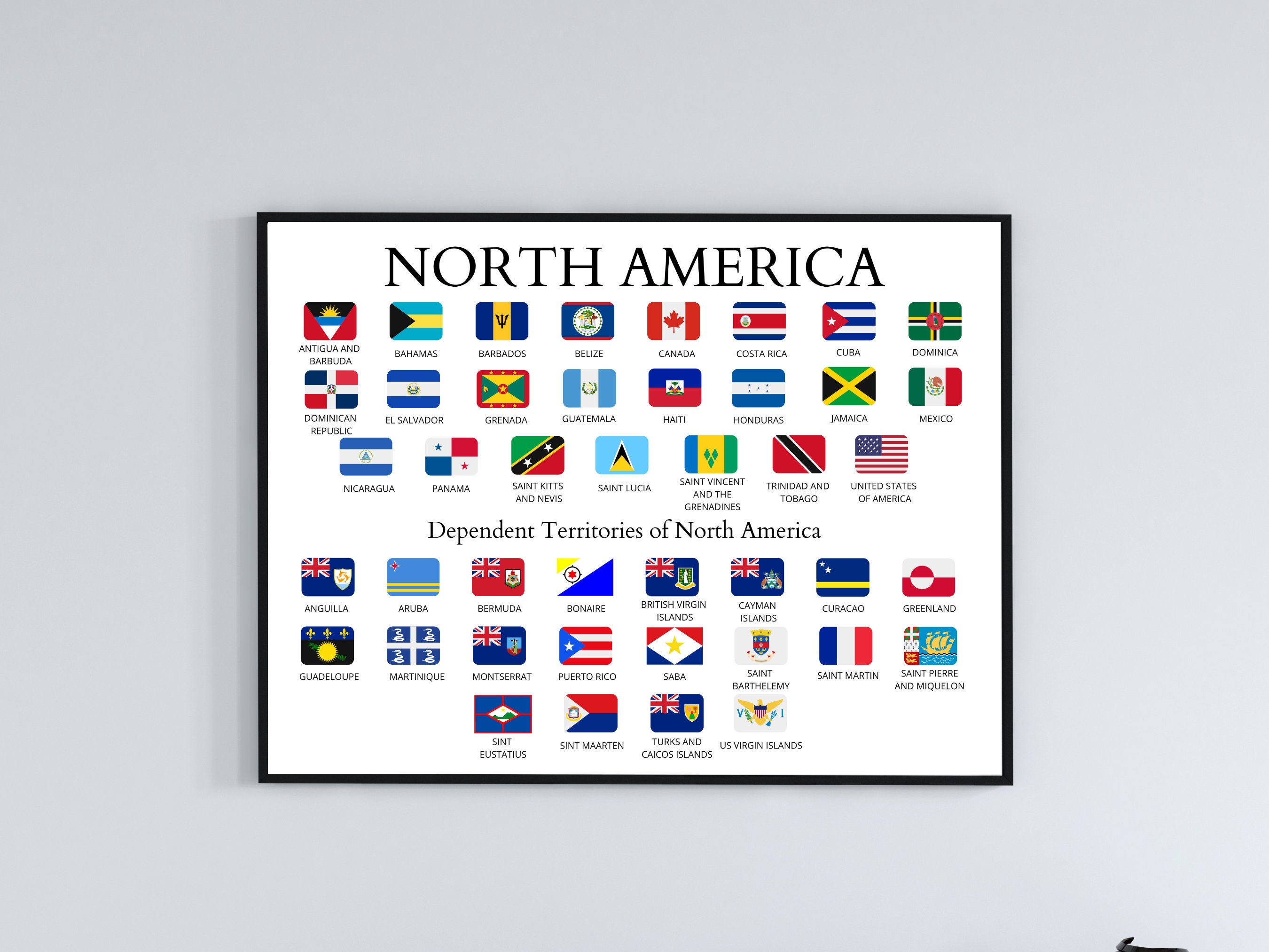 North American Countries, Countries of North America, Flags and Names ...