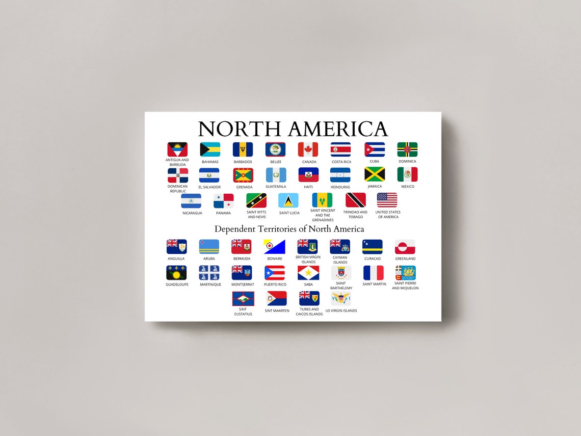 North American Countries Countries of North America Flags - Etsy
