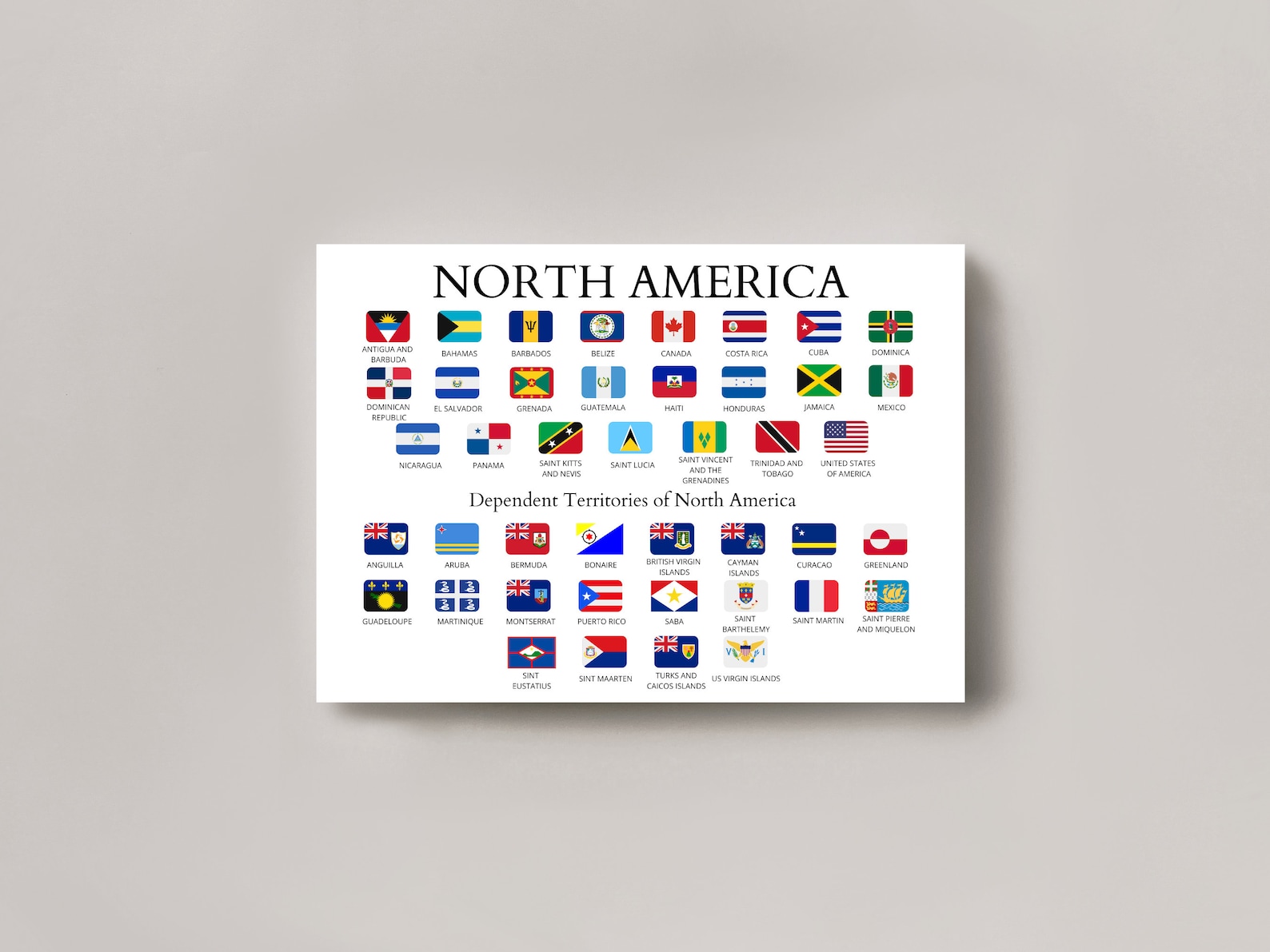 North American Countries, Countries of North America, Flags and Names ...