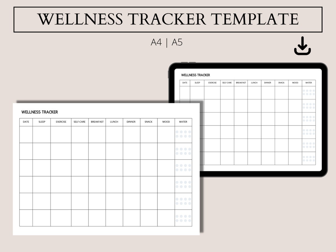 Wellness Tracker, Everyday Tracker, Mood Tracker, Self-care Template ...