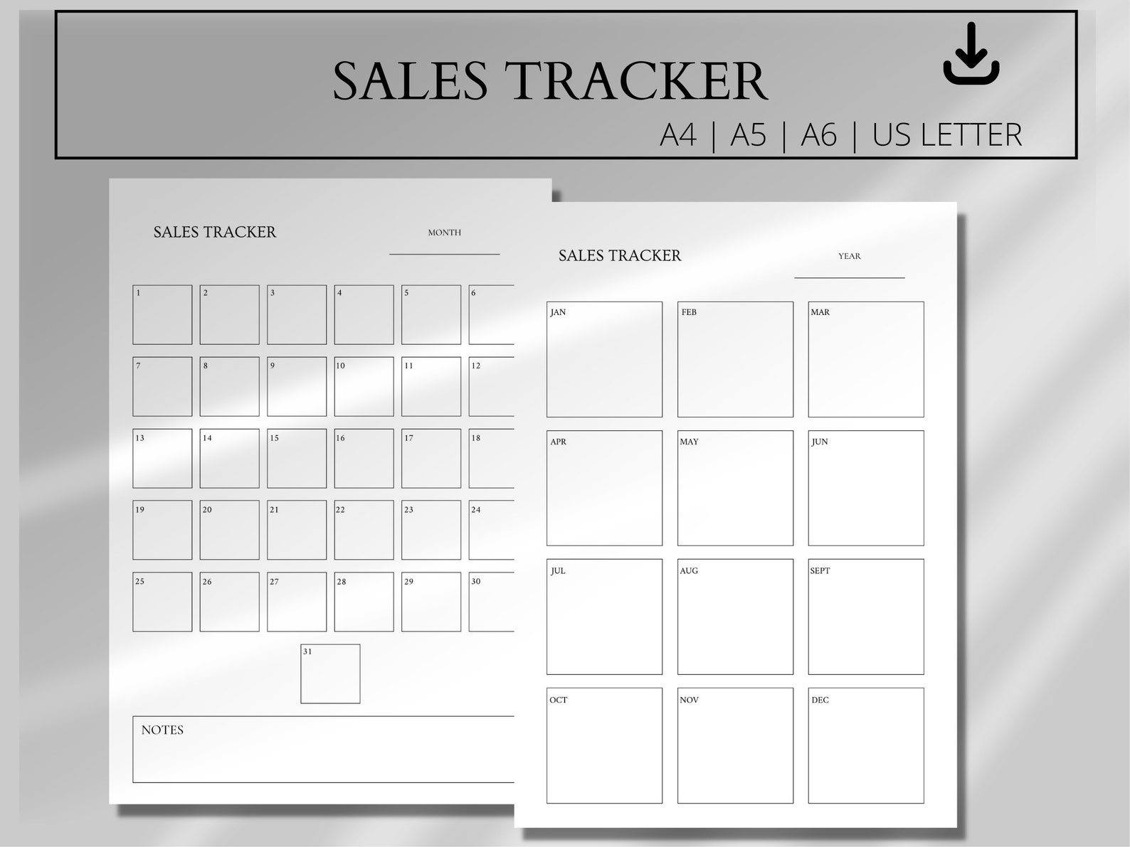 Printable Sales Tracker, Track My Sales, Monthly Sales Tracker, Yearly ...