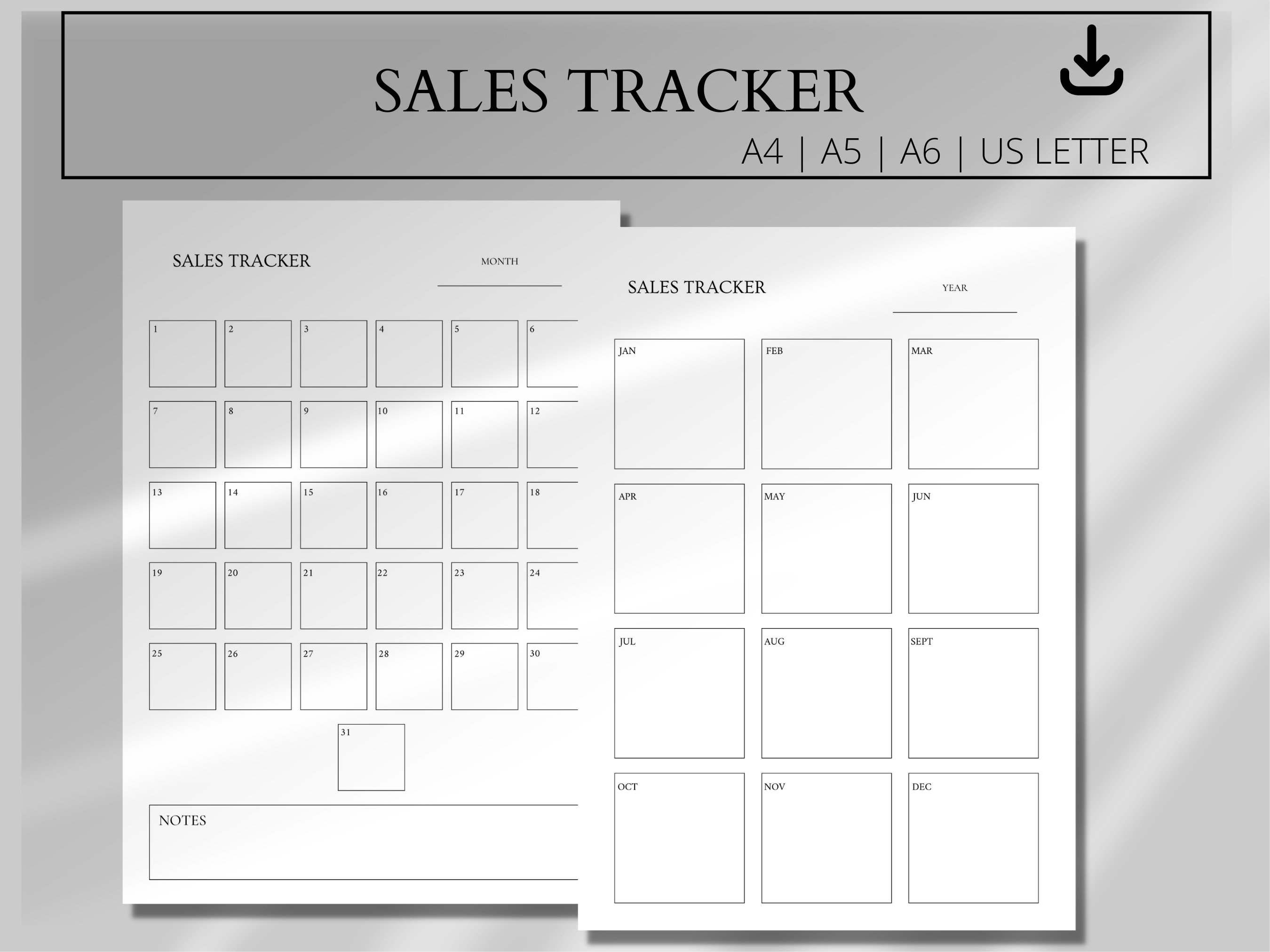 Printable Sales Tracker, Track My Sales, Monthly Sales Tracker, Yearly ...