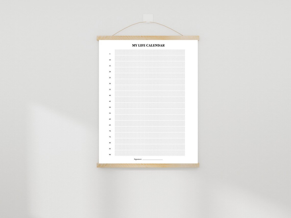 90 Years Life Calendar, Perpetual Calendar, Weeks of My Life, Calendar ...