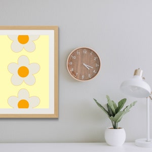 Retro Flower Poster, Yellow Flowers Poster, Floral Art, Flower Poster ...