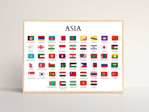 Asian Country Flags With Names