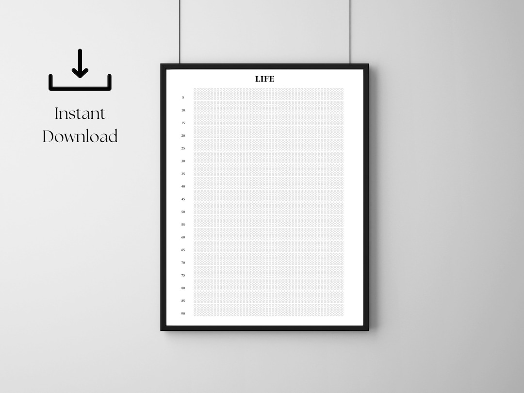 Life Calendar, 90 Years Life Calendar, Perpetual Calendar, Memento Mori ...