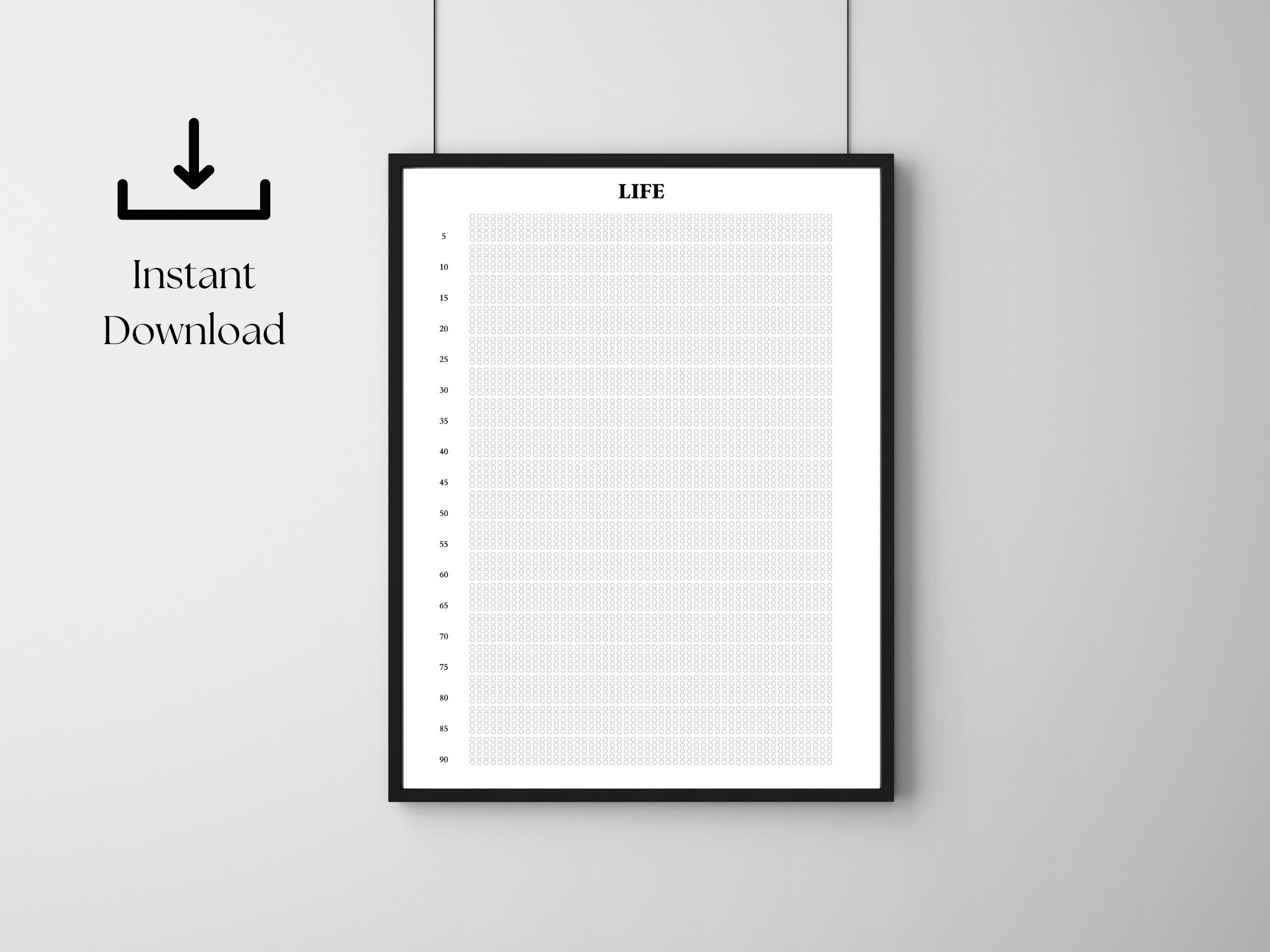 Life Calendar, 90 Years Life Calendar, Perpetual Calendar, Memento Mori ...
