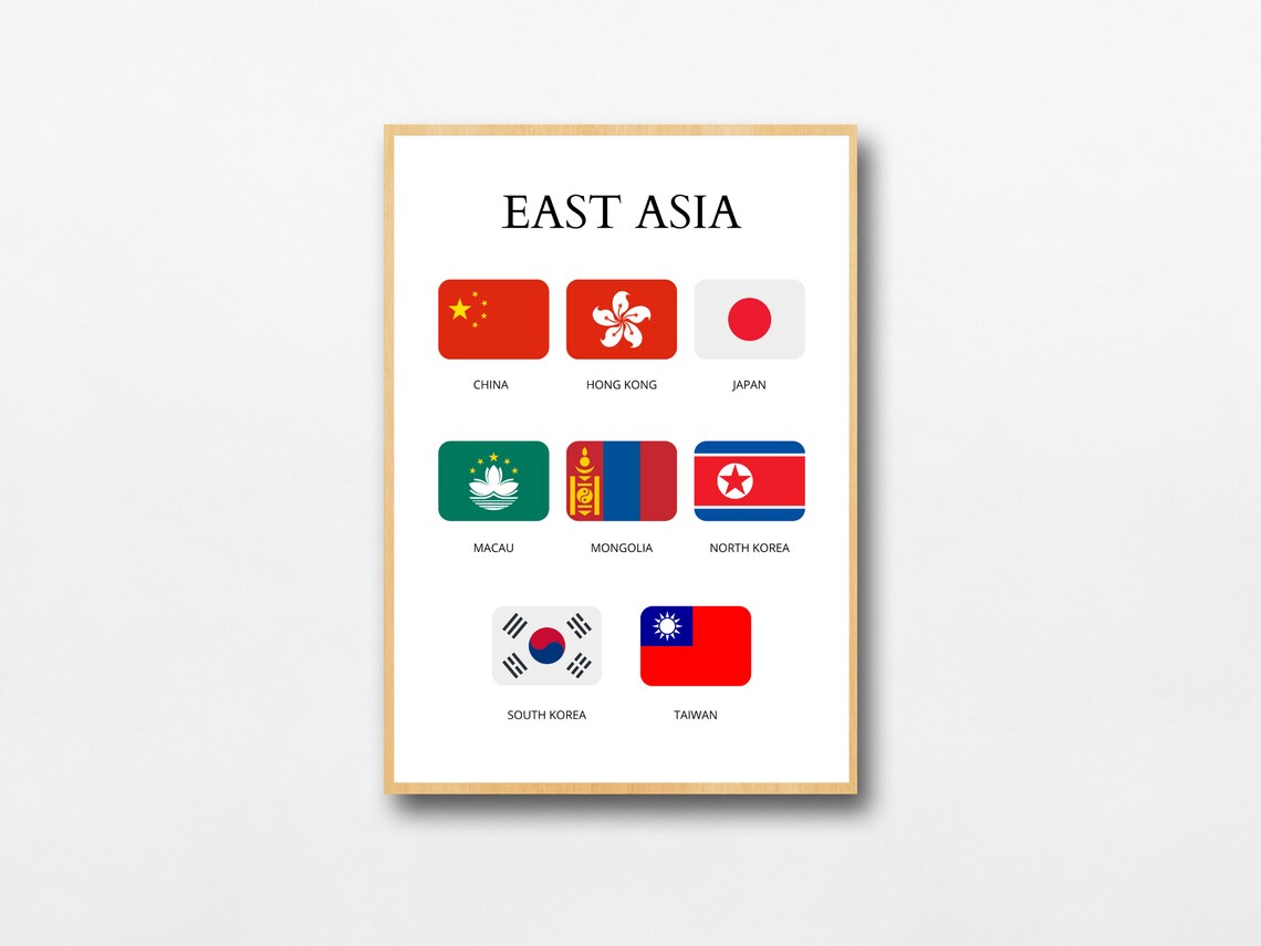 East Asian Countries, Countries of East Asia, Flags and Names ...