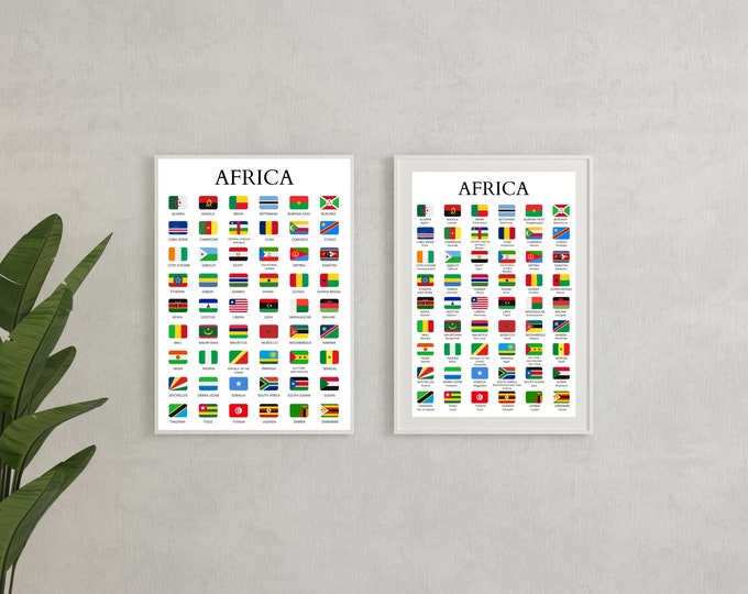 Digital Map of All African Countries With Their Flags and Their Capital ...