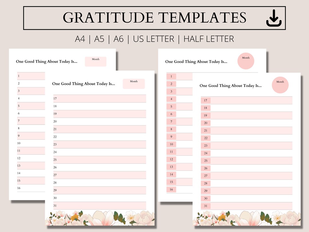 Gratitude Templates, Remember the Good Things in Life, Printable ...