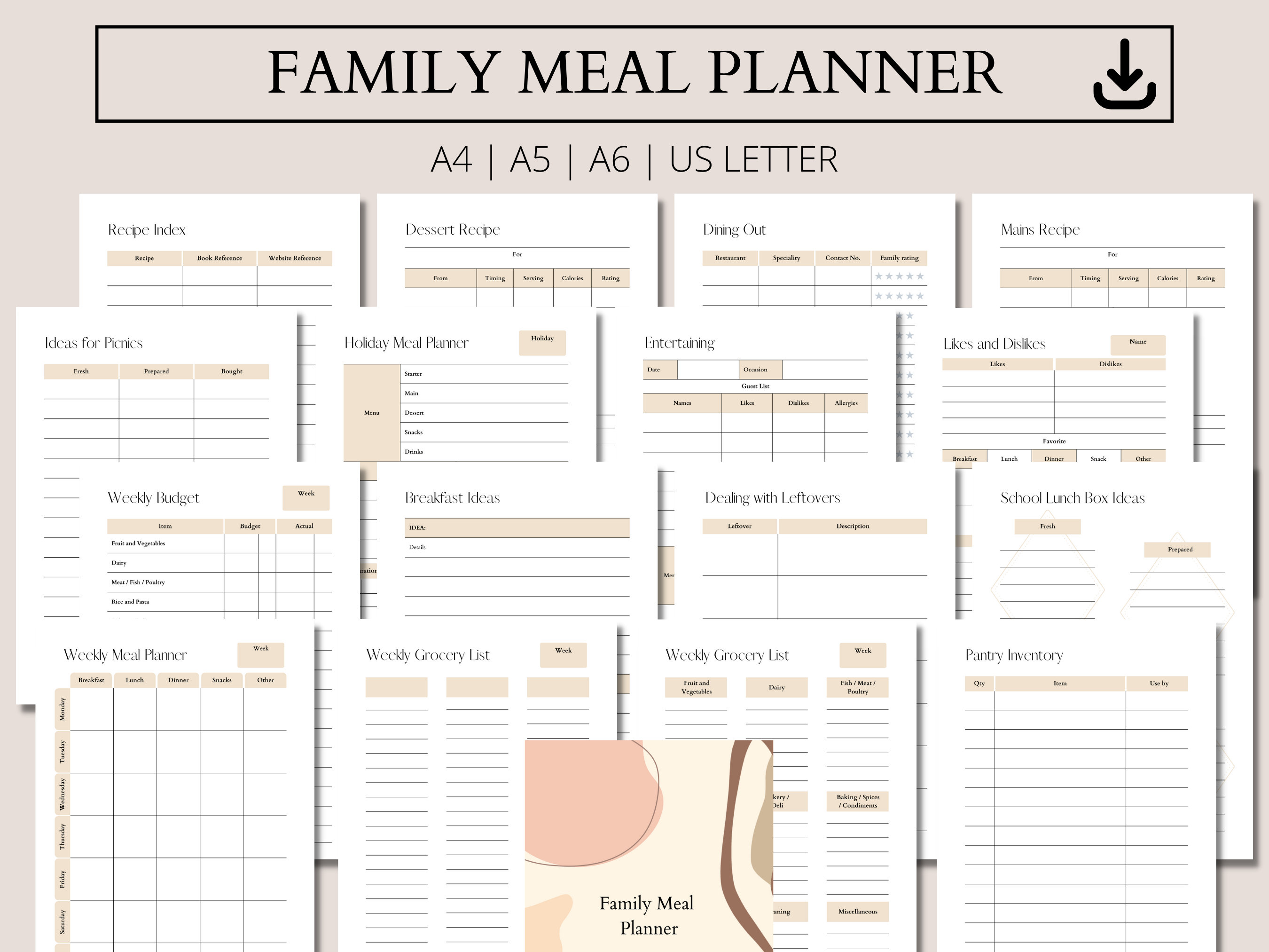 Family Meal Planner, Meal Plan Templates, Weekly Meal Planner, Food ...