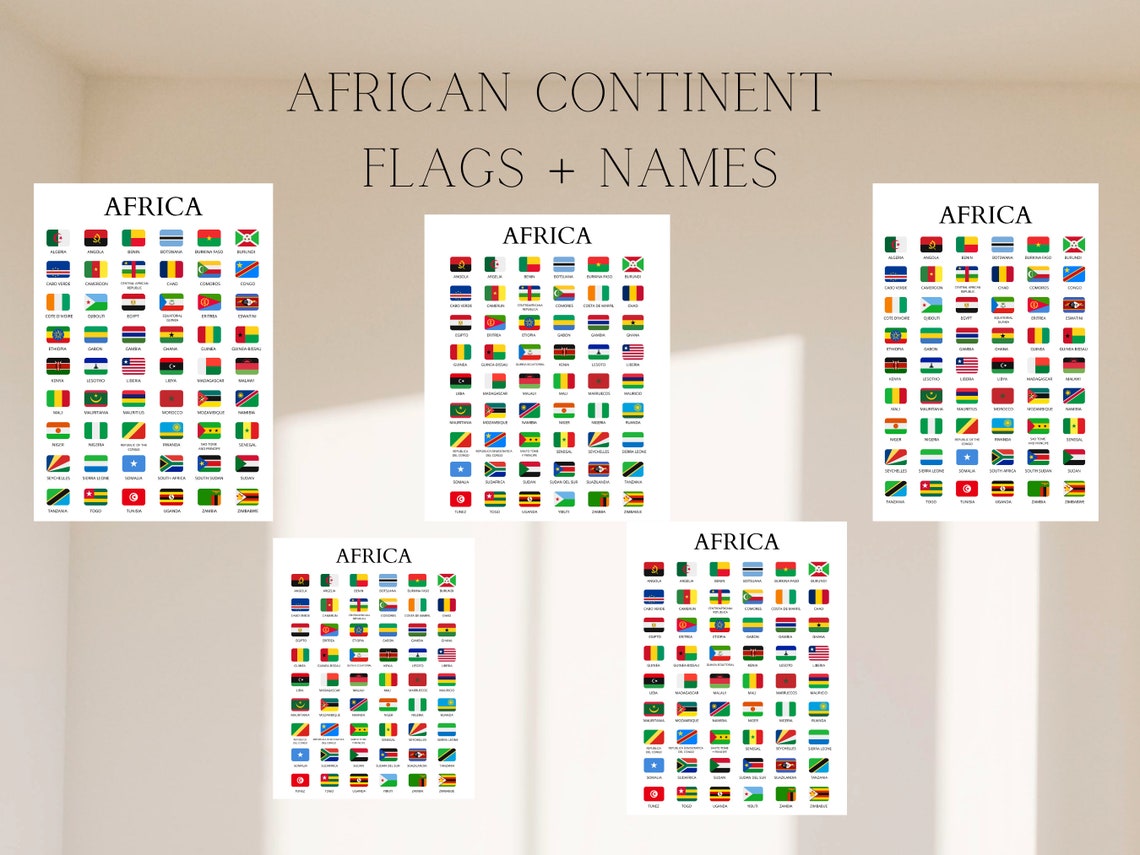 Countries of Africa, African Continent, Flags and Names, Educational ...