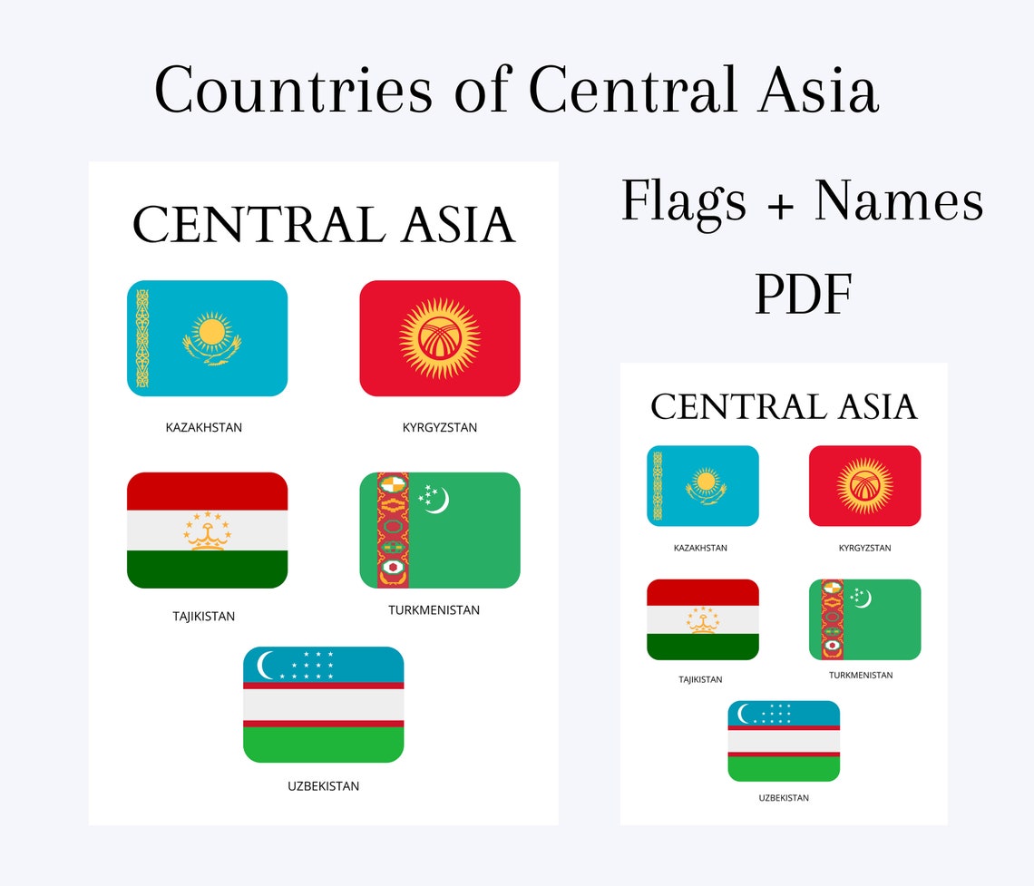 Central Asian Countries, Countries of Central Asia, Flags and Names ...