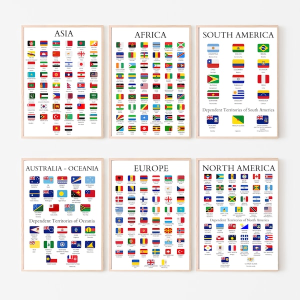 Continents and World - Etsy