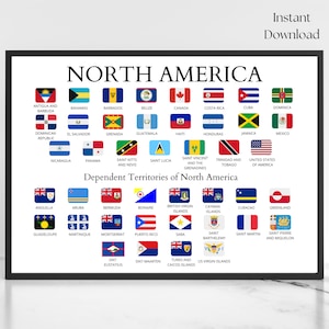North American Countries, Countries of North America, Flags and Names ...