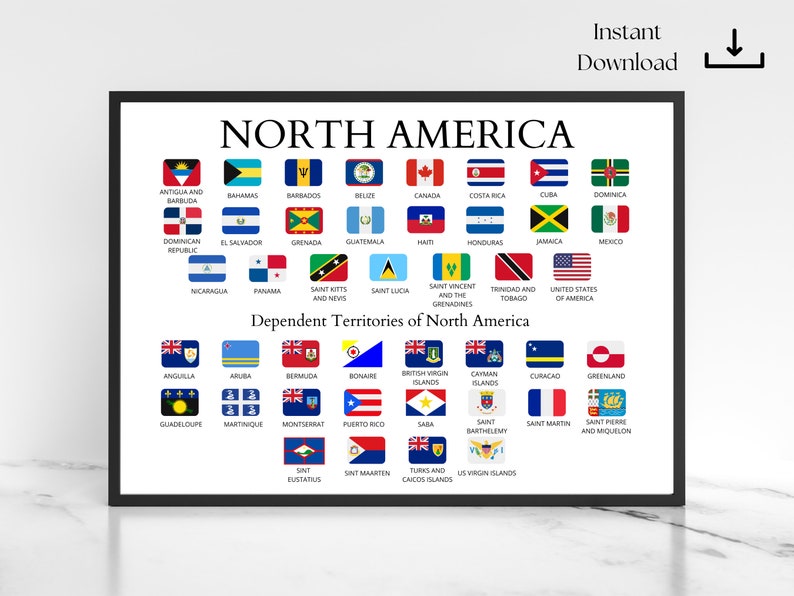 North American Countries, Countries of North America, Flags and Names ...