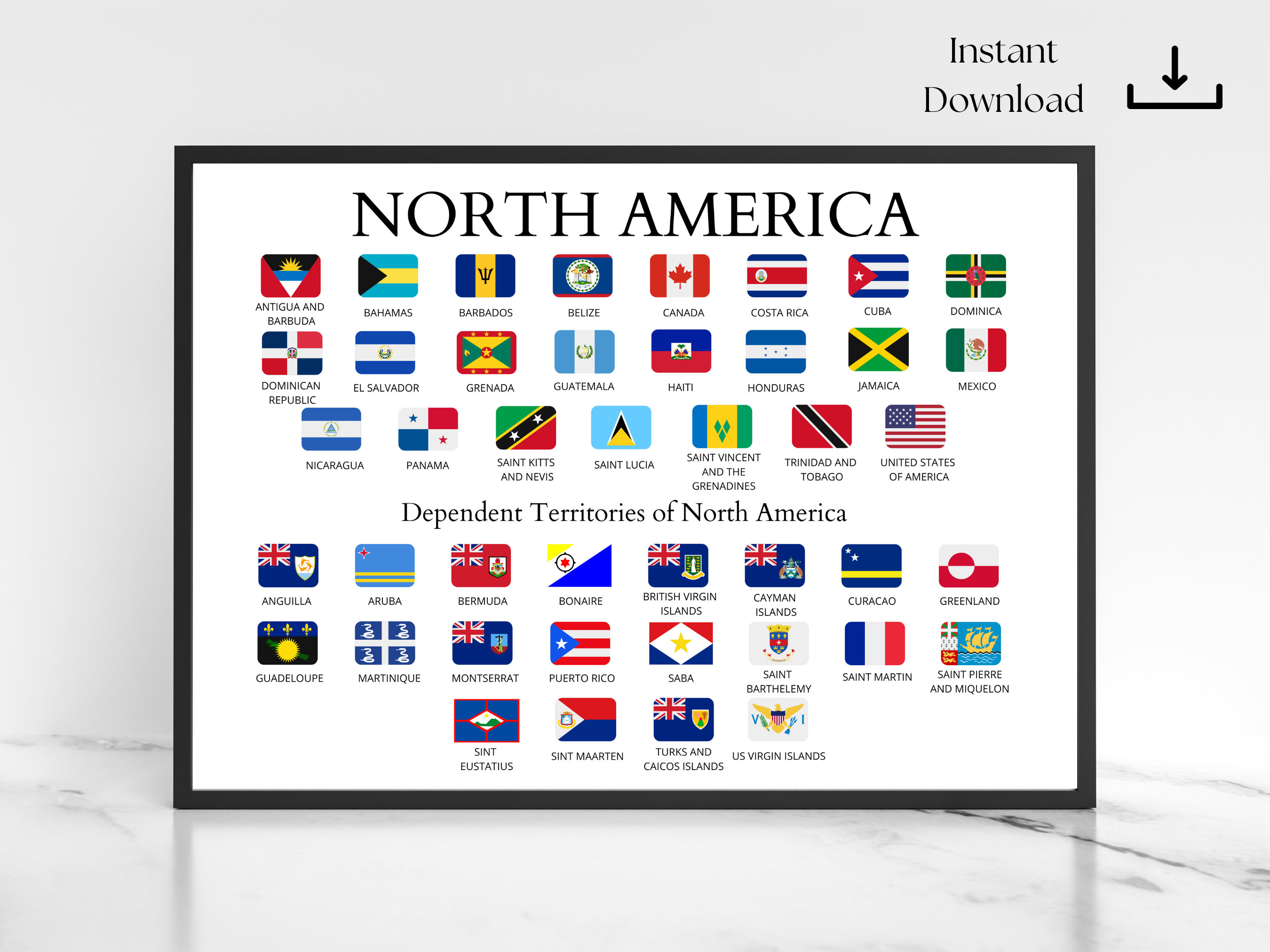 North American Countries, Countries of North America, Flags and Names ...