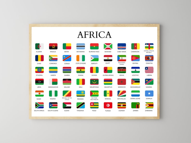 Countries of Africa, African Continent, Flags and Names, Educational ...