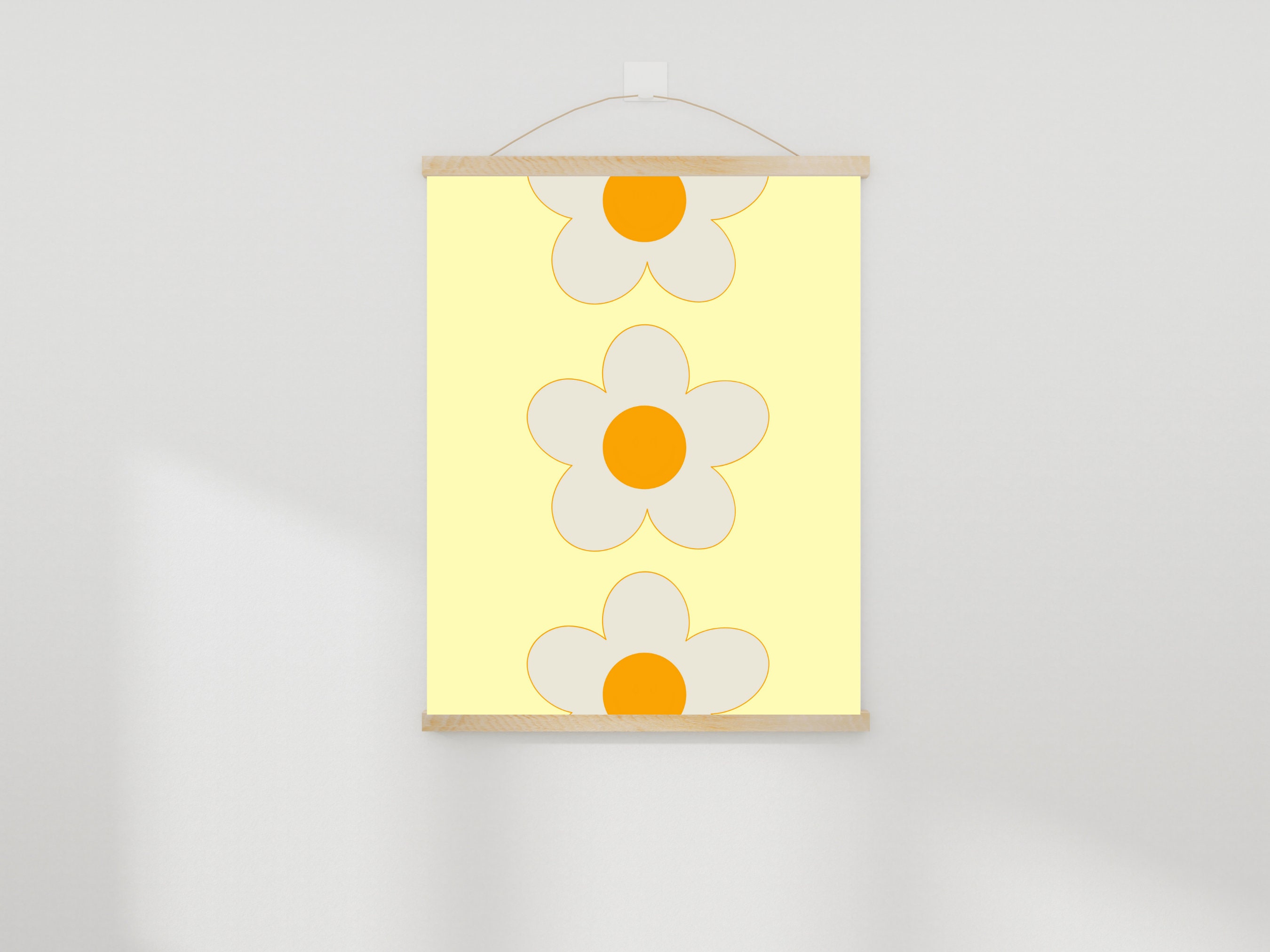 Retro Flower Poster, Yellow Flowers Poster, Floral Art, Flower Poster ...