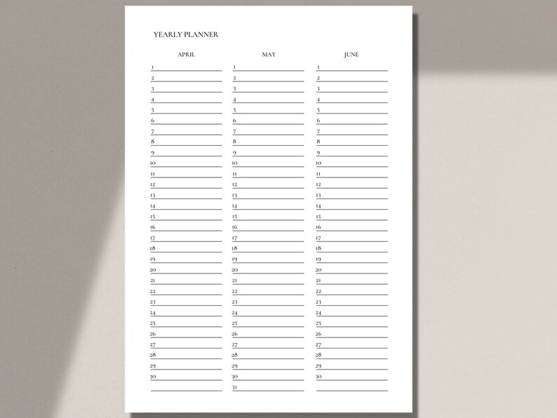 Yearly Planner, Year at a Glance Planner, Yearly Overview Printable, 12 ...