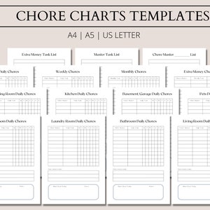 Plain Chore Charts Template, Cleaning Chechklist, Cleaning Planner ...