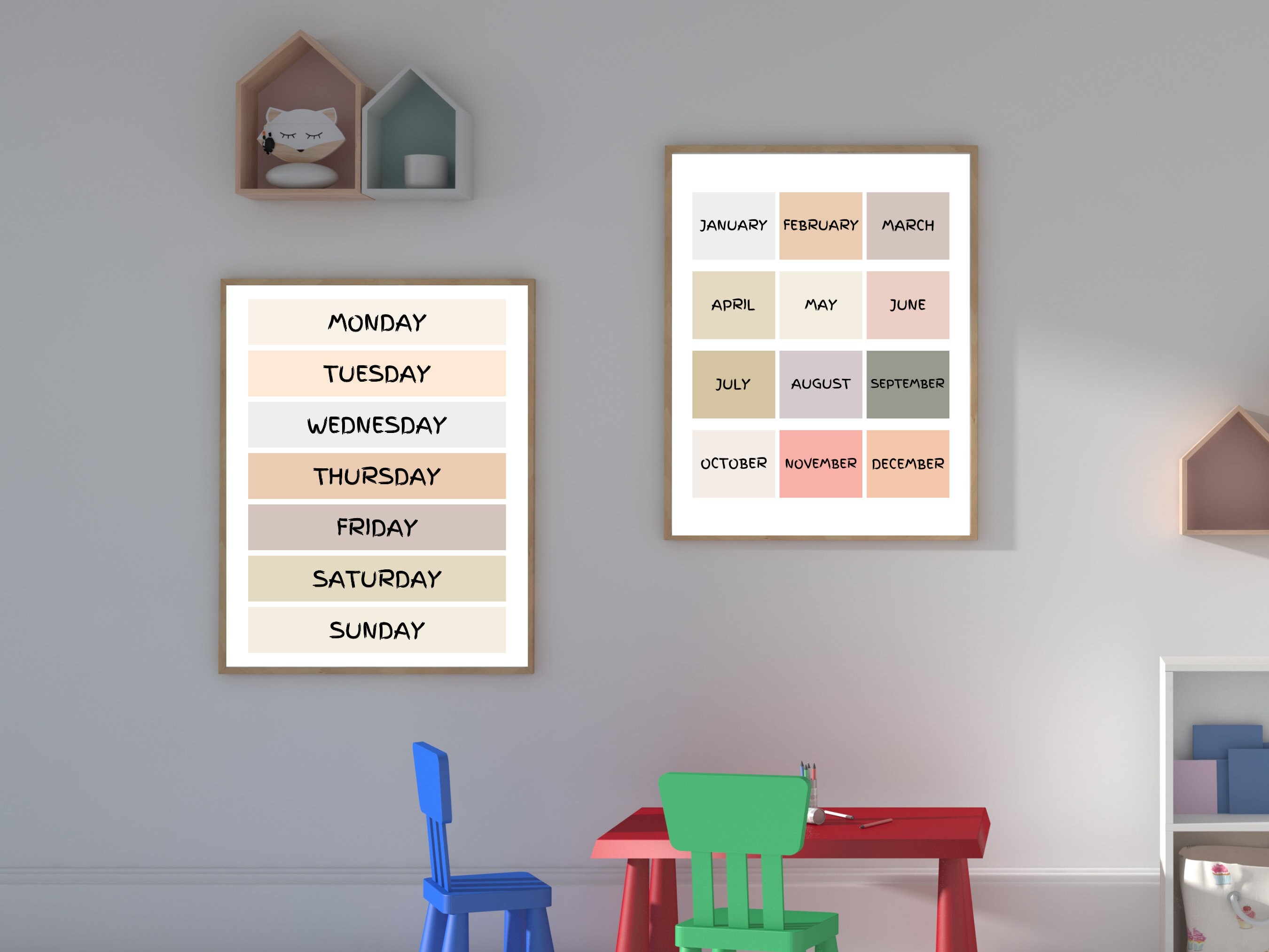 Educational Posters, Set of 8, Playroom Posters, Homeschool Educational ...